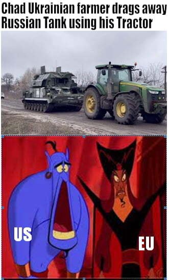 Chad Ukrainian farmer drags away Russian Tank using his Tractor US EU ...