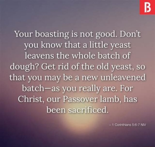 Your boasting is not good. Don't you know that little yeast leavens the ...
