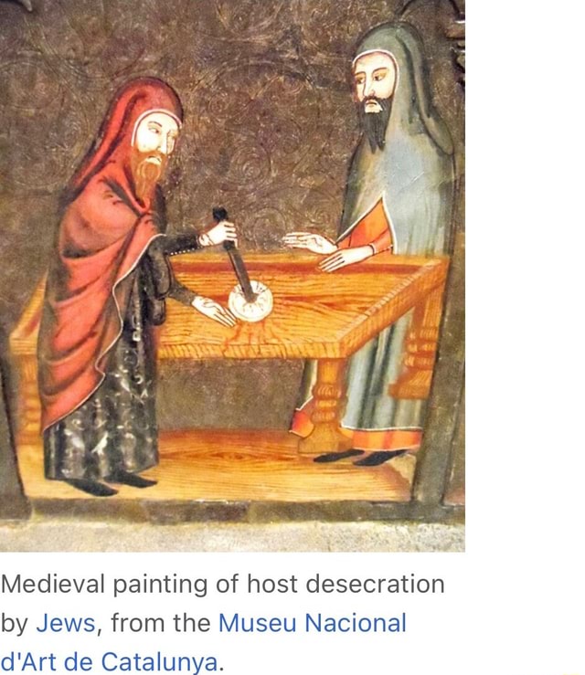 Medieval painting of host desecration by Jews, from the Museu al d'Art ...