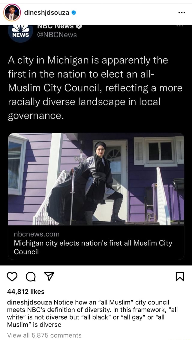 Dineshjdsouza NEWS @NBCNews A city in Michigan is apparently the first ...