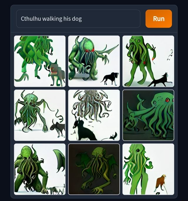 Cthulhu walking his dog Run - iFunny