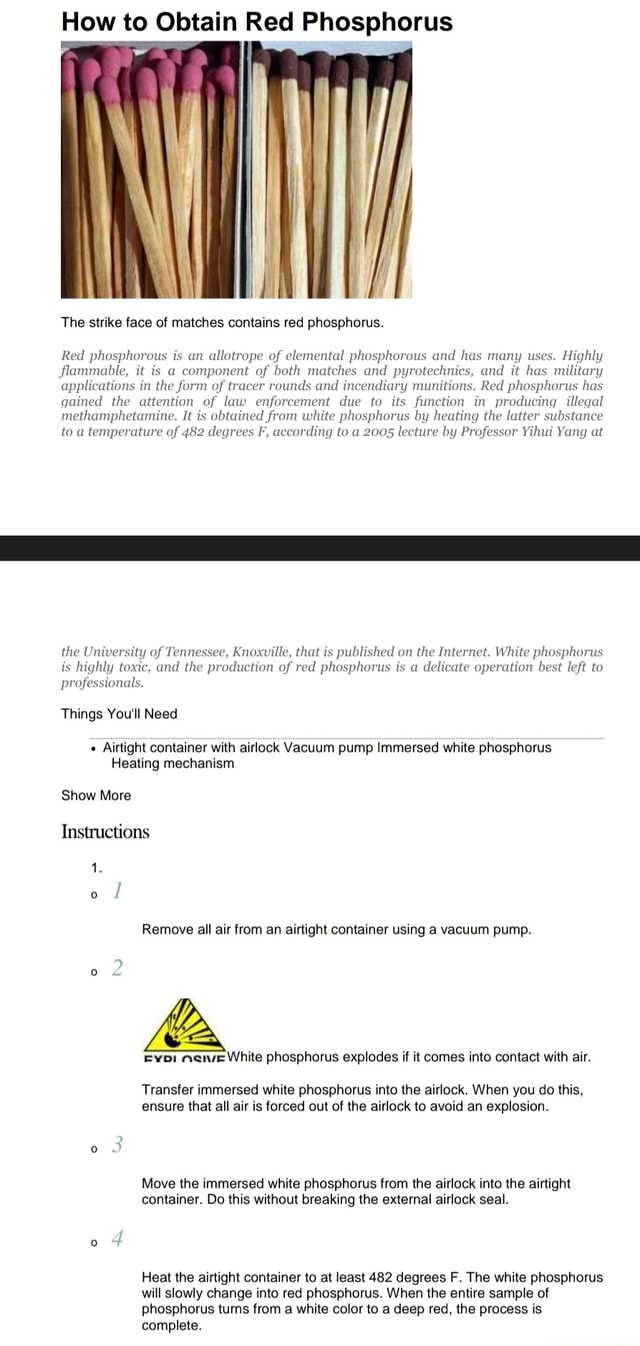 How to Obtain Red Phosphorus The strike face of matches contains red ...