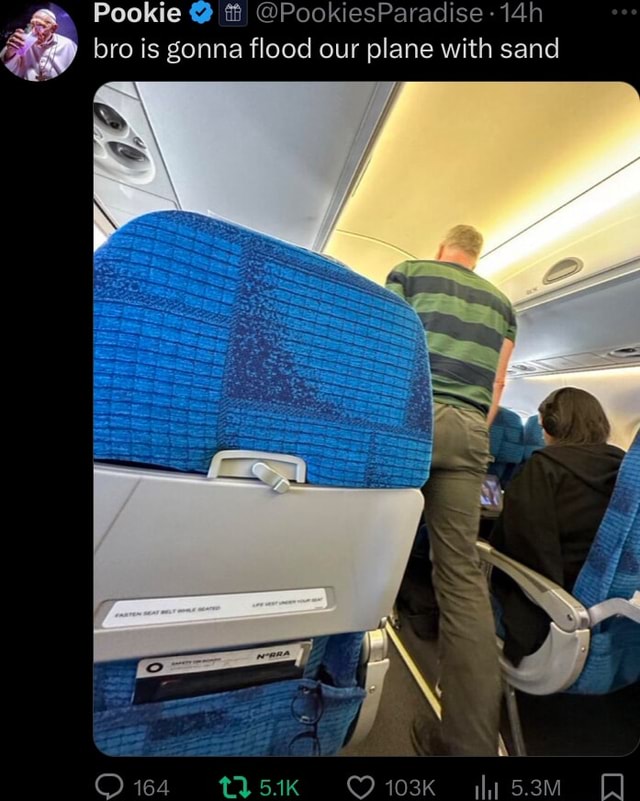 " Pookie @PookiesParadise - ta bro is gonna flood our plane with sand ...