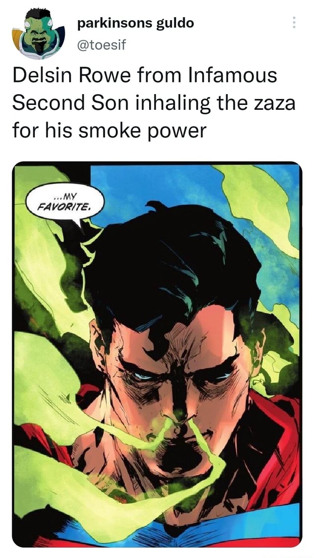 Parkinsons guldo @toesif Delsin Rowe from Infamous Second Son inhaling ...