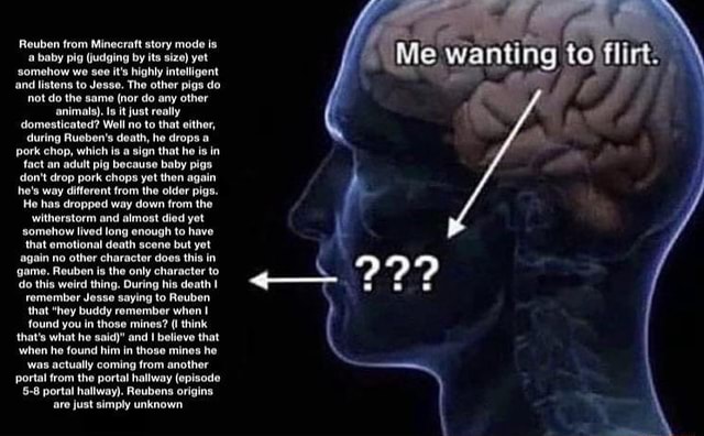 Reuben from Minecratt story mode a baby pig (judging by its size) yet ...