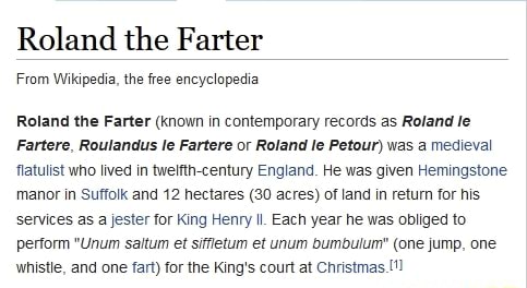 Roland the Farter From Wikipedia, the free encyclopedia Roland the ...