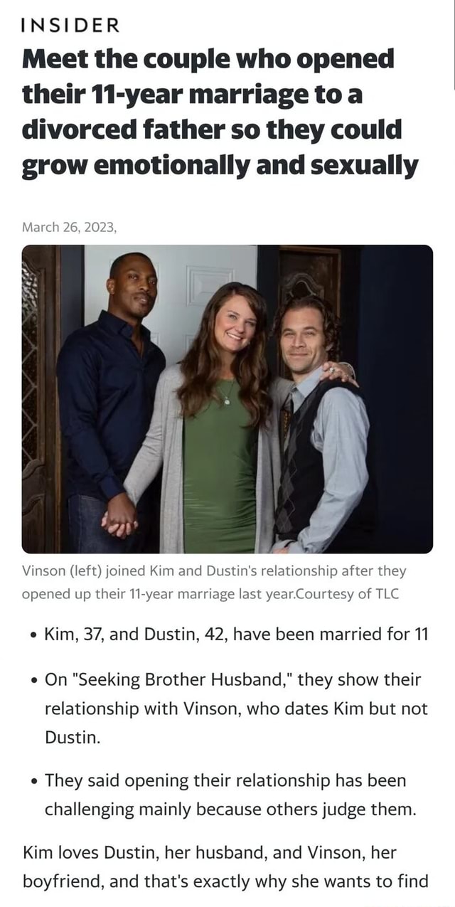 INSIDER Meet the couple who opened their 11-year marriage toa divorced ...