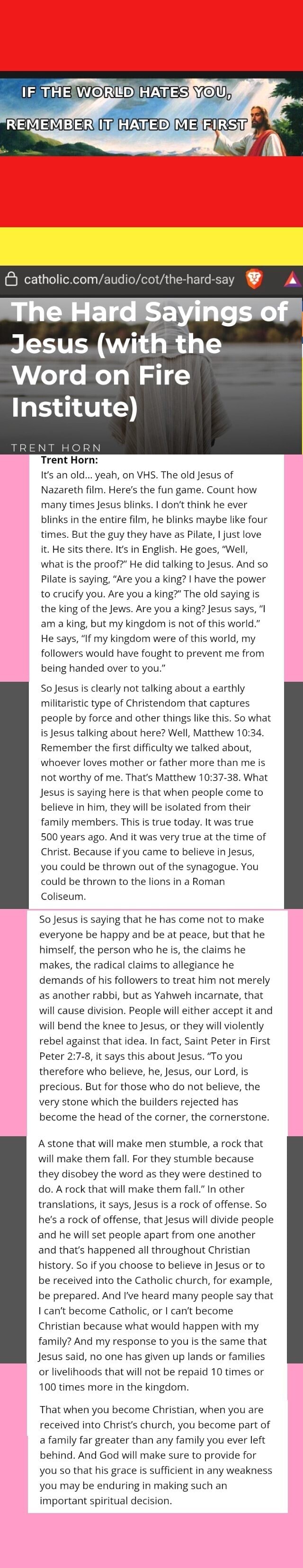 IF THE WORLD HATES YOu, REMEMBER IT HATED ME FIRST RriarrGd & Jesus ...