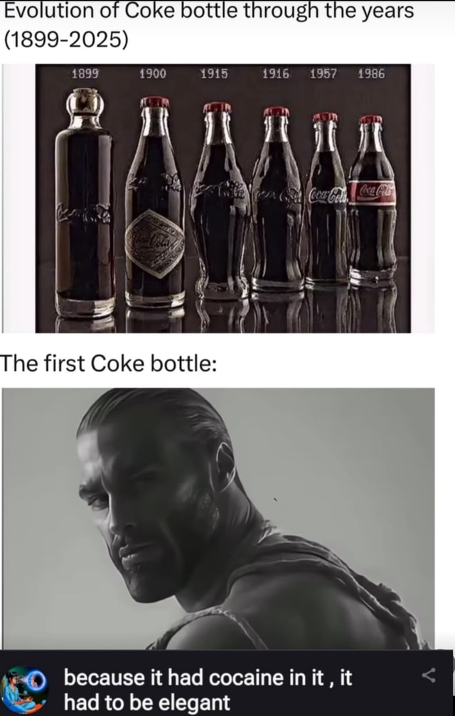 Evolution of Coke bottle through the years (1899-2025) 1900 1915 1916 ...