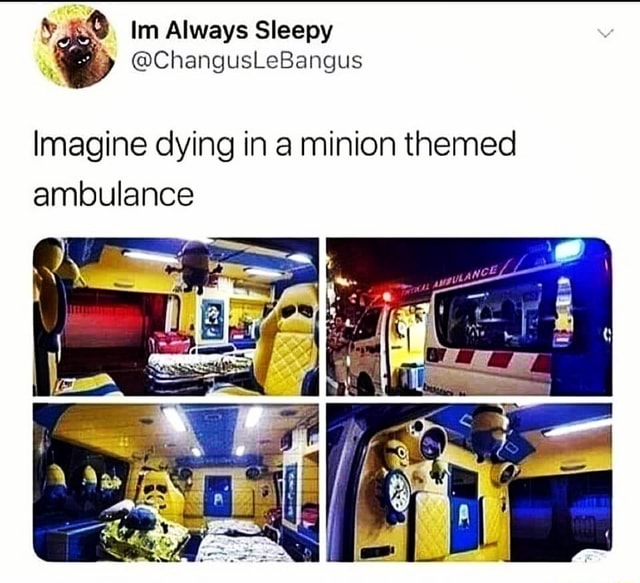 Always Sleepy Imagine dying in a minion themed ambulance - iFunny
