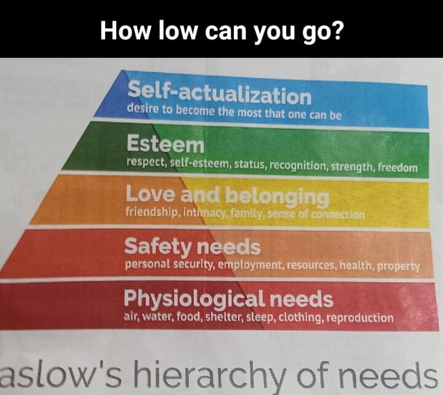 How low can you go? Sel-actualization desite to become the most that ...