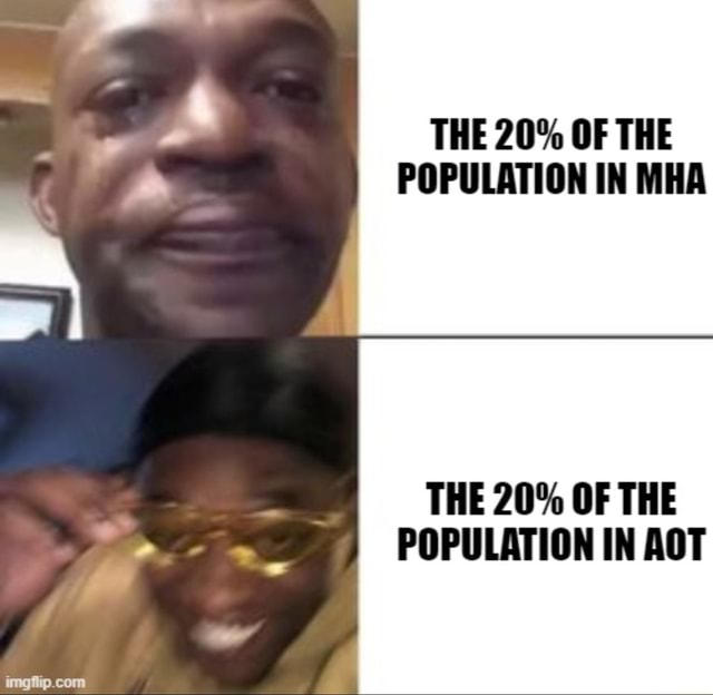THE 20% OF THE POPULATION IN MHA THE 20% OF THE POPULATION IN AOT - iFunny