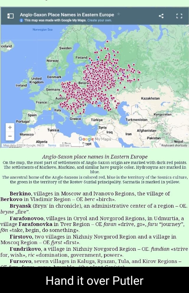 Anglo-Saxon Place Names in Eastern Europe This map was made with Google ...