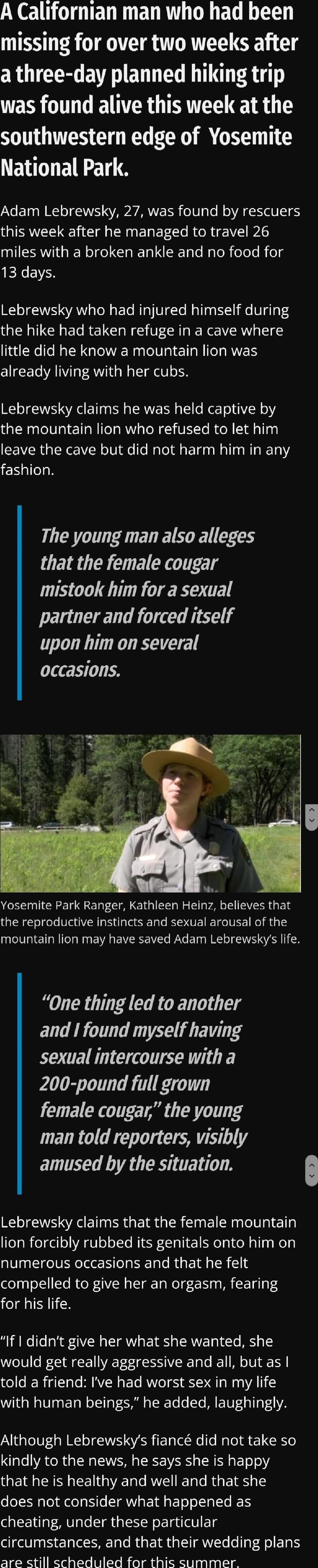 A Californian man who had been missing for over two weeks after a three ...