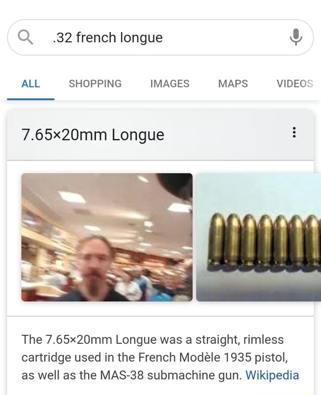 The 7.65x20mm Longue was a straight, rimless cartridge used in the ...