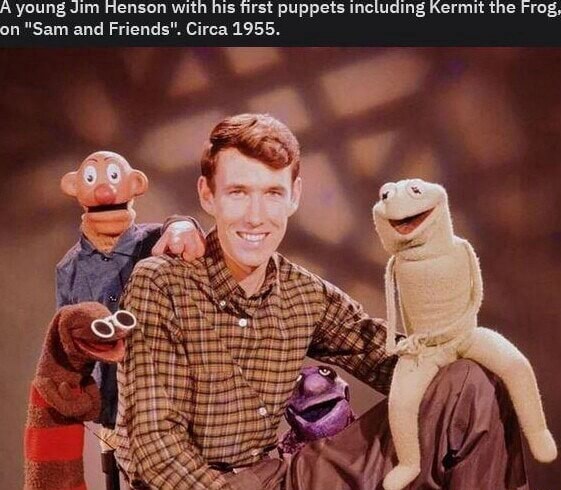 A young Jim henson with his first puppets including Kermit the Frog, on ...