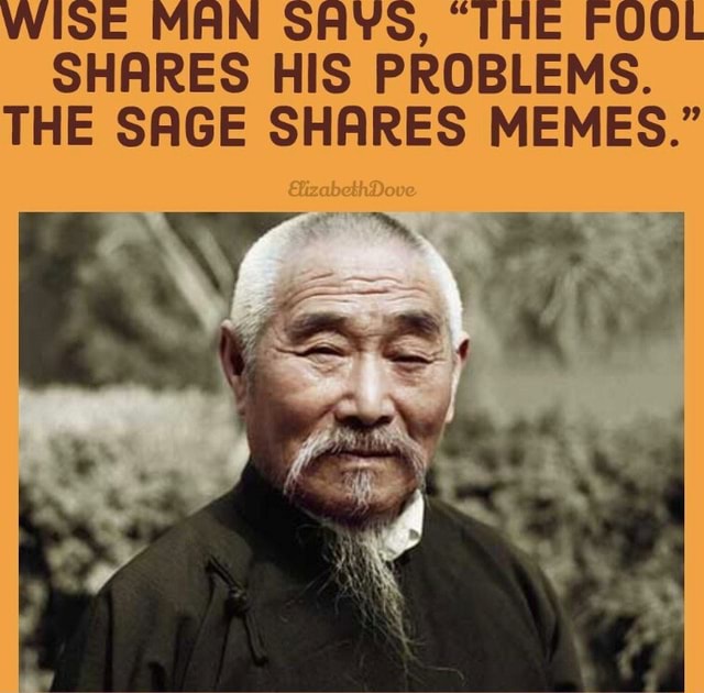 WISE MAN SAYS, THE FOOL SHARES HIS PROBLEMS. THE SAGE SHARES MEMES." - iFunny