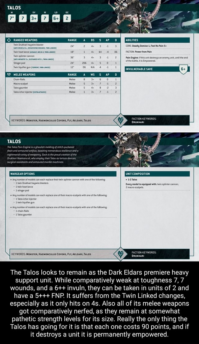 TALOS RANGED WEAPONS RANGE BS ABILITIES Twin Drukhati haywire blaster ...