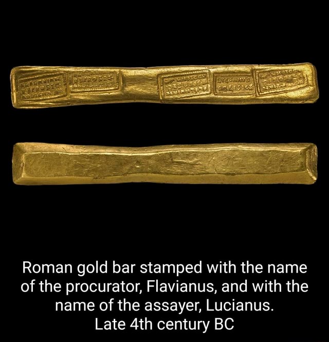 Roman gold bar stamped with the name of the procurator, Flavianus, and ...
