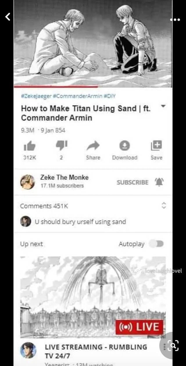 How to Make Titan Using Sand I ft. Commander Armin wa Zeke The Monke ...