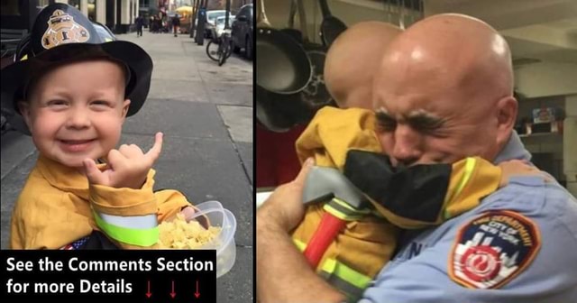 Fireman starts crying after a little boy walks into the fire station ...
