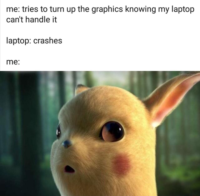 Me: tries to turn up the graphics knowing my laptop can't handle it ...