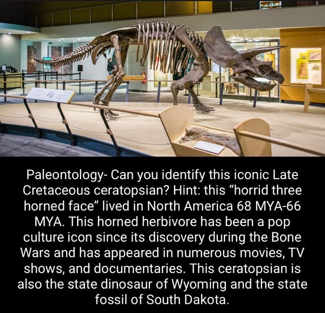 Paleontology- Can you identify this iconic Late Cretaceous ceratopsian ...