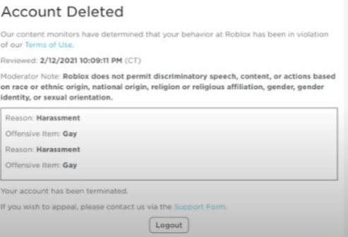 Account Deleted Our content monitors have determined that your behavior ...