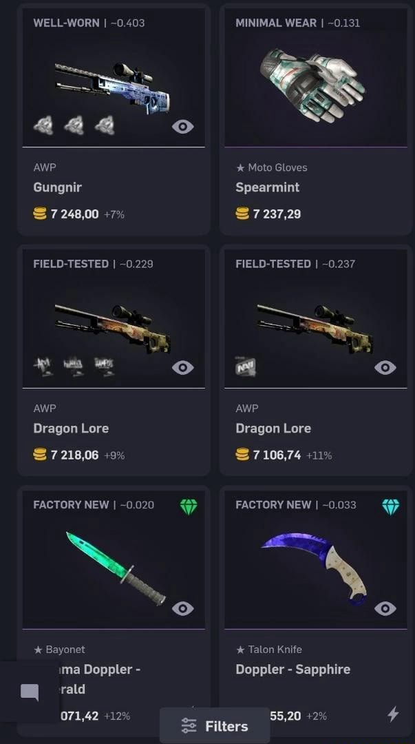 WELL-WORN I -9 aaa Gungnir FIELD-TESTED I Dragon Lore FACTORY NEW ...