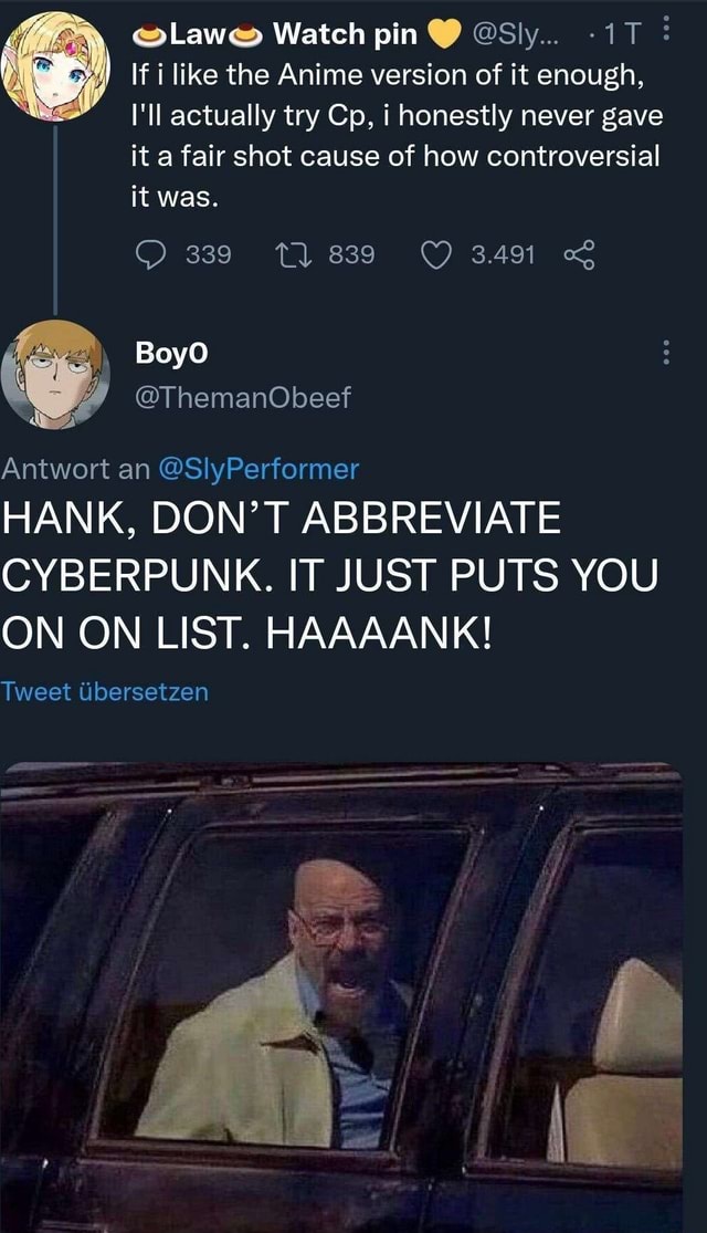 Laws> Watch pin @Sly.. : If i like the Anime version of it enough, I'll ...