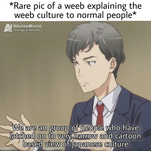 *Rare pic of a weeb explaining the weeb culture to normal people ...