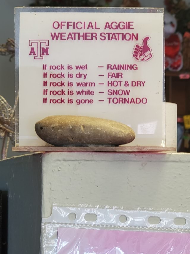 OFFICIAL AGGIE y WEATHER STATION lf rock is wet RAINING If rock is dry ...