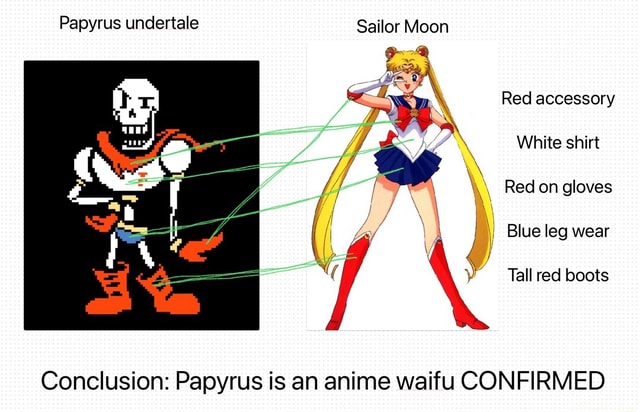 Papyrus undertale Sailor Moon w Red accessory White shirt Red on gloves ...