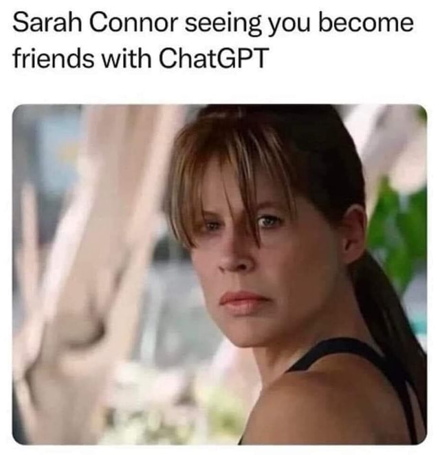 Sarah Connor seeing you become friends with ChatGPT - America’s best ...
