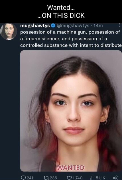 Wanted... ..ON THIS DICK mugshawtys @mugshawtys possession of machine ...