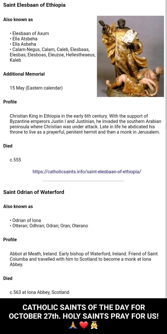 Saint Elesbaan of Ethiopia Also known as Elesbaan of Axum + Ella ...