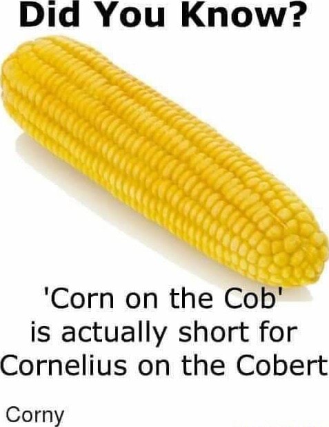 Did You Know? 'Corn on the Cob' is actually short for Cornelius on the ...