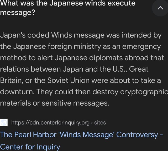 What was the Japanese winds execute message? Japan's coded Winds ...