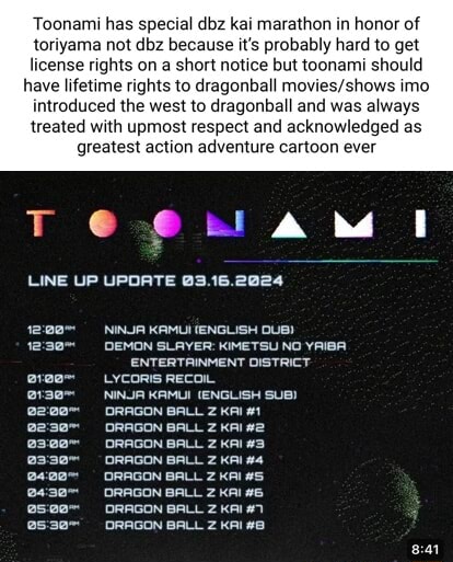 Toonami has special dbz hal marathon in honor of toriyama not dbz ...