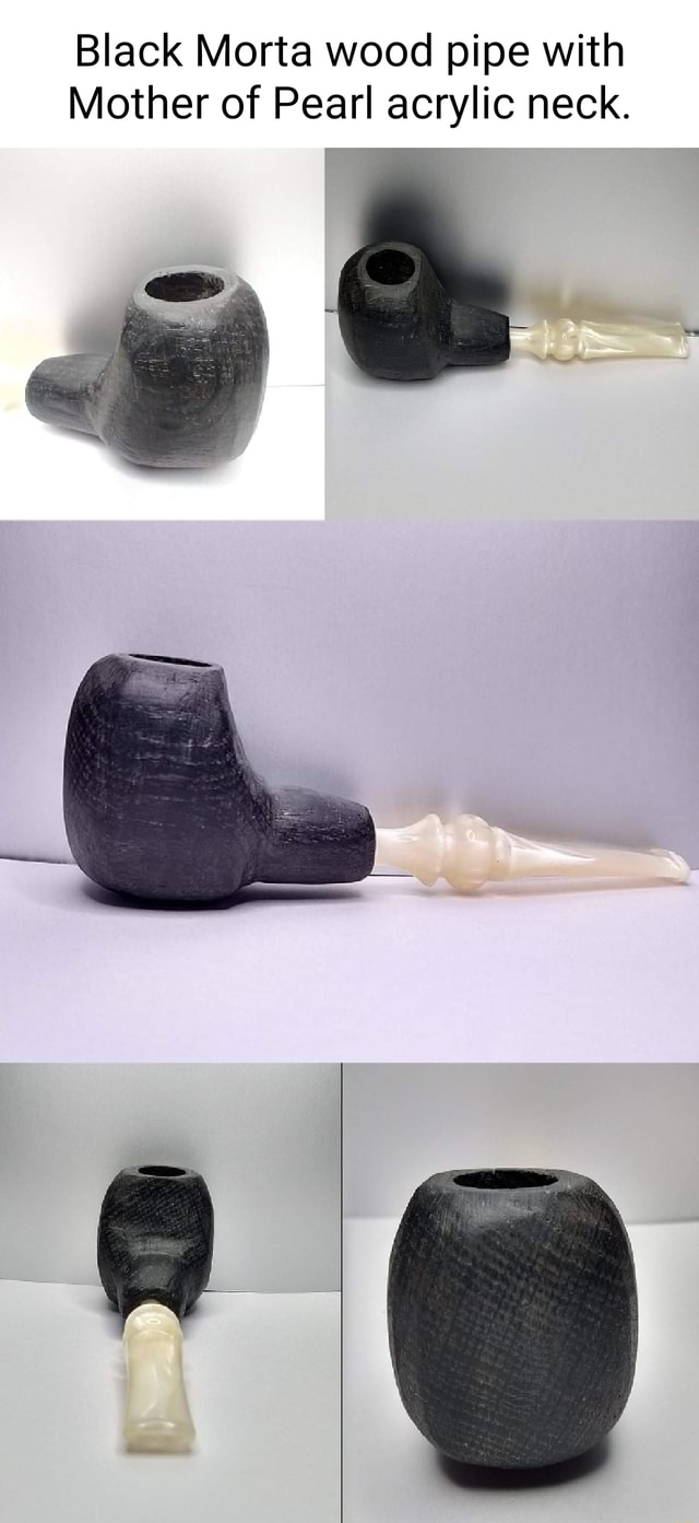 Black Morta wood pipe with Mother of Pearl acrylic neck. - iFunny