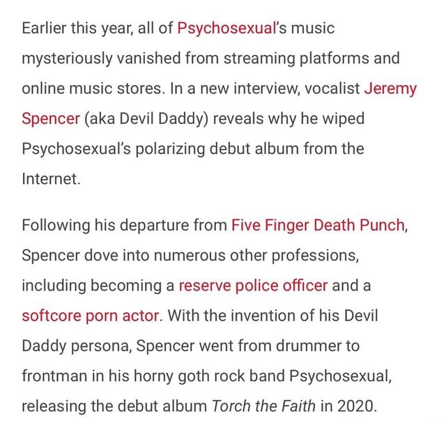 Earlier this year, all of Psychosexual's music mysteriously vanished ...