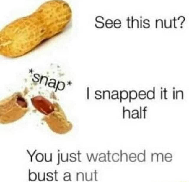 See this nut? I snapped it in half You just watched me bust a nut - iFunny
