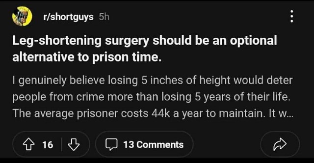Leg-shortening surgery should be an optional alternative to prison time ...