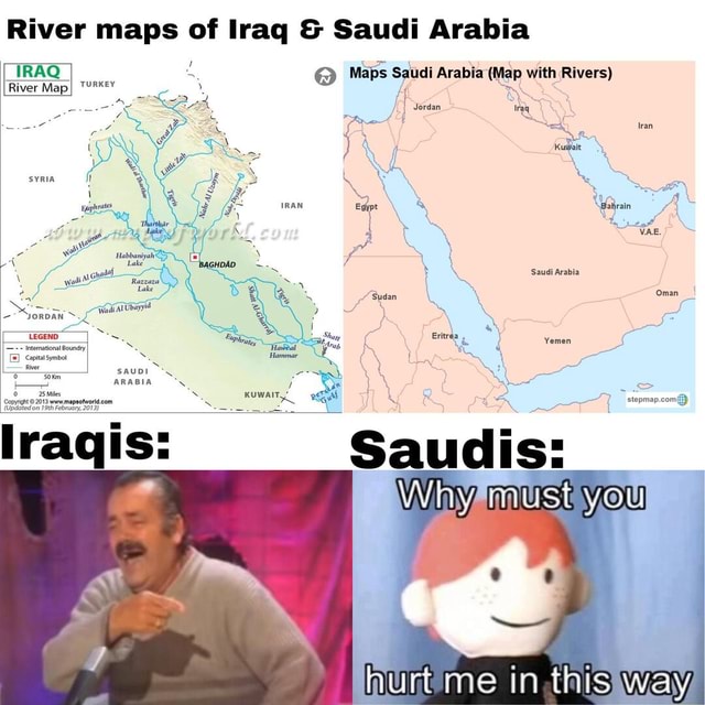 River maps of Iraq & Saudi Arabia IRAQ Maps Saudi Arabia (Map with ...