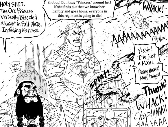 Holy SHIT. The Orc Princess Vertically Bisected Knight in Full-Plate ...