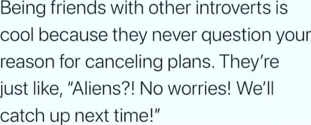 Being friends with other introverts is cool because they never question ...