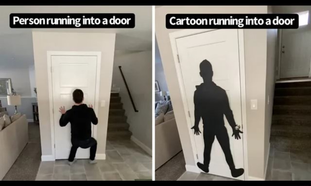 Person running into a door Cartoon Cartoon Cartoon into gintoa door ...