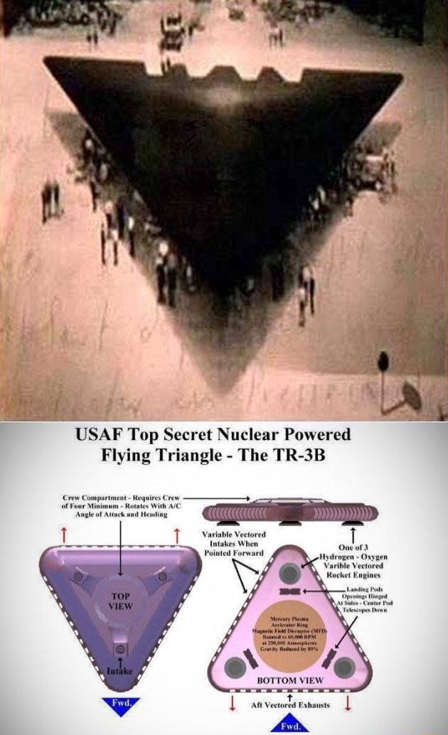 USAF Top Secret Nuclear Powered Flying Triangle - The TR-3B BOTTOM VIEW ...