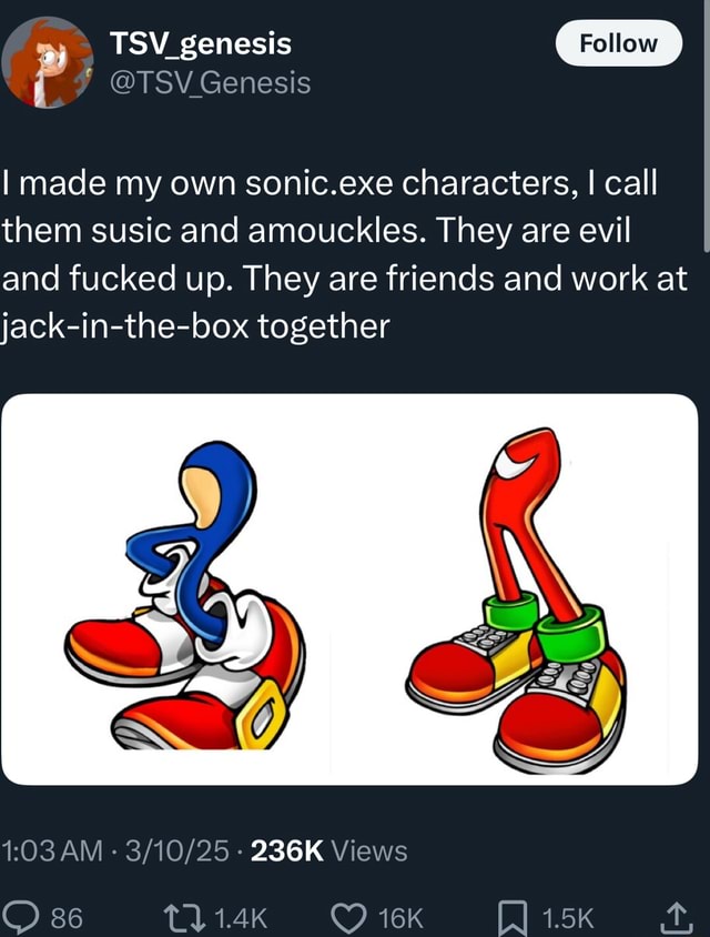 TSV_ _genesis i @TSV Genesis Follow I made my own sonic.exe characters ...