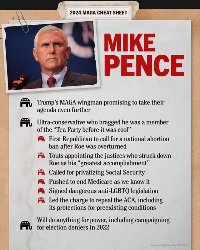2024 MAGA CHEAT SHEET MIKE PENCE Trump's MAGA wingman promising to take ...